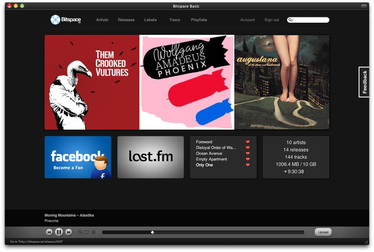 Bitspace: It's Your Music, In the Cloud. Powered by HTML5. - MacStories